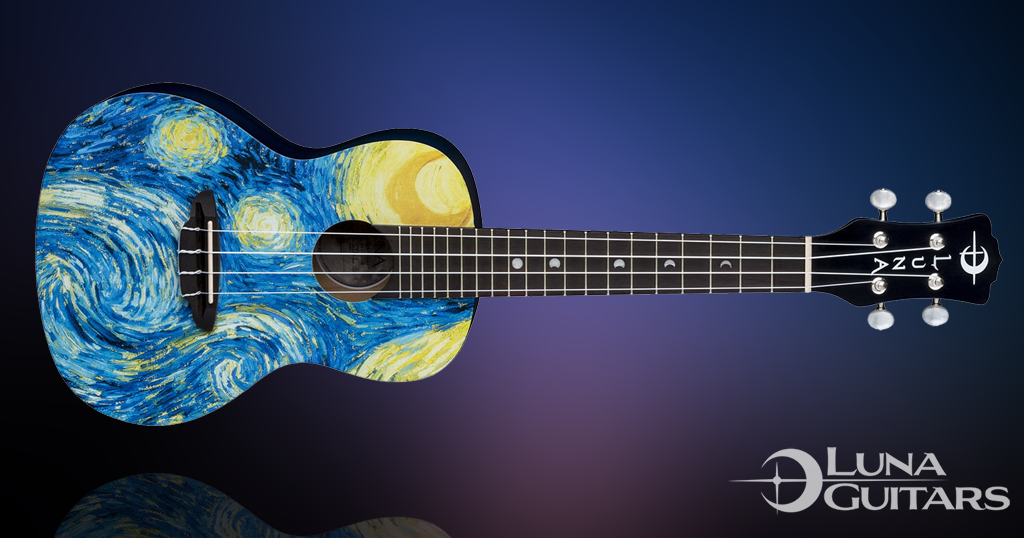 Luna Guitars Introduces the Art Inspired Starry Night Concert Ukulele